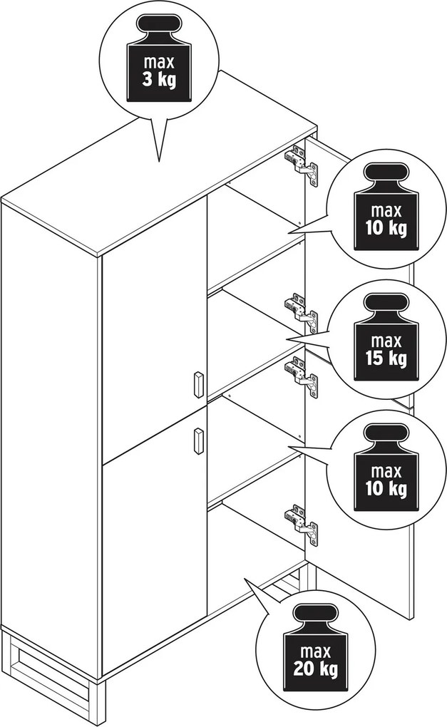 Tchibo - Koupelnová skříňka se 4 dvířky - barva: braun