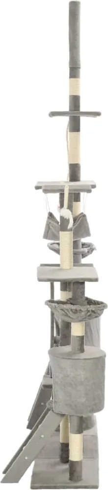 Škrabadlo pro kočky se sisalovými sloupky 230–250 cm šedé 170617