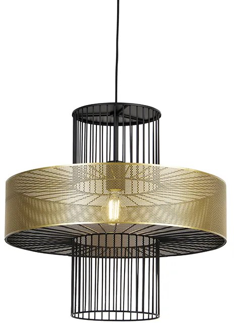 Designová závěsná lampa zlatá s černou 50 cm - Tess