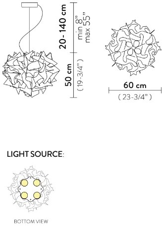SLAMP VELSL00BLK01T00000EU Veli Black suspension large, závěsné svítidlo z opalflexu v černé barvě, 4x20W E27, šířka 60cm