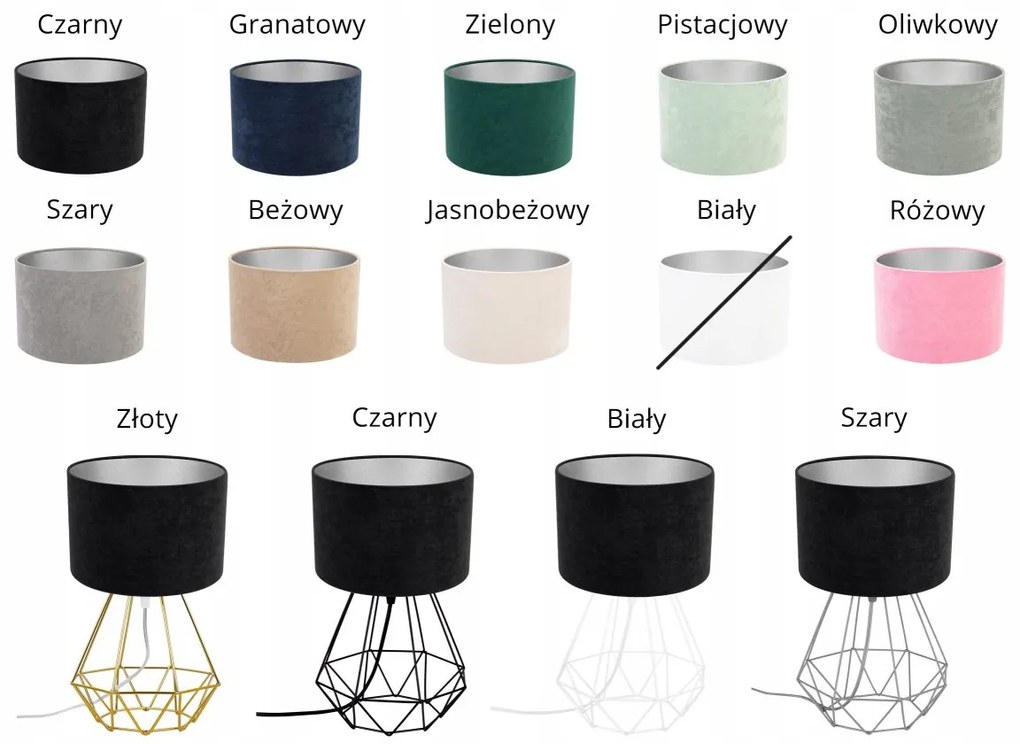 Stolní lampa Mediolan, 1x textilní stínítko (výběr z 10 barev), (výběr ze 4 barev konstrukce), ch