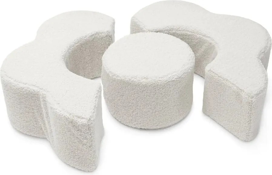 Bílé pěnové hřiště 3 ks z materiálu bouclé výška 27 cm 88x90 cm – Meowbaby