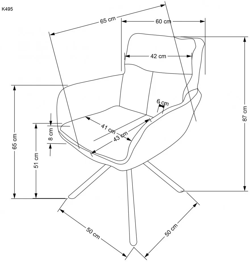 Jídelní křeslo OVID — ocel, tkanina, šedá Halmar