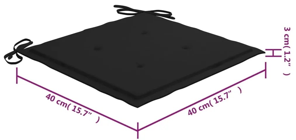 vidaXL Marketos Zahradní židle s černými poduškami 4 ks masivní teak