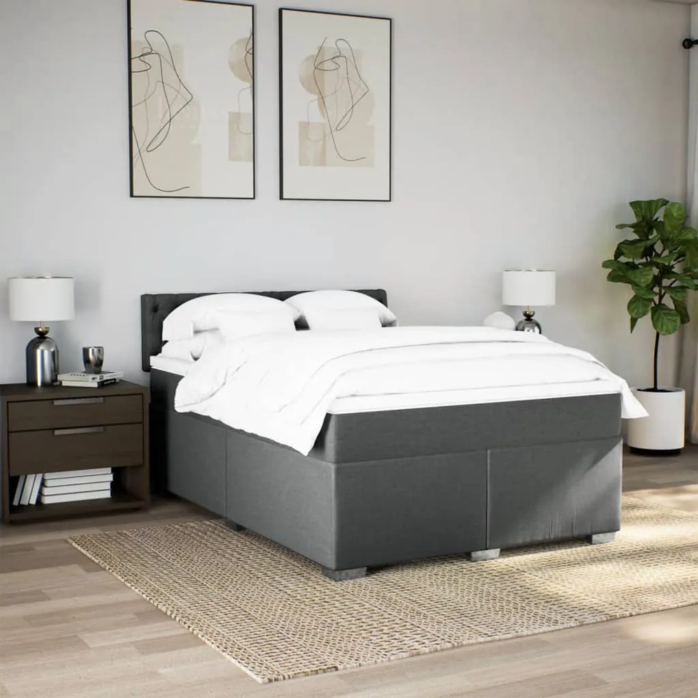 Box spring postel s matrací tmavě šedá 140x200 cm textil 3285919