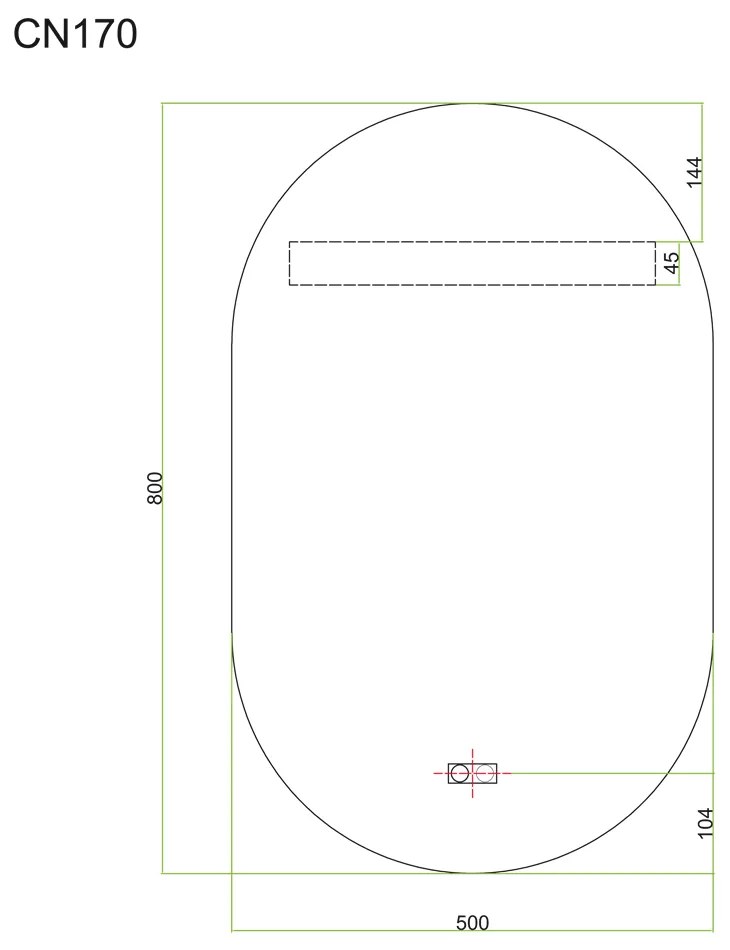 Mereo zrcadlo oválné 50 x 80 cm s LED osvětlením černý rám CN170
