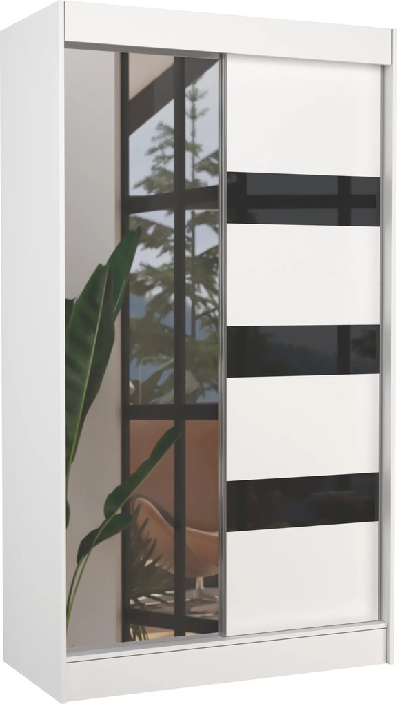 ADRK Furniture Posuvná skříň se zrcadlem a lacobelem TOURA 120 SW-TOU-W+BL-120+A523
