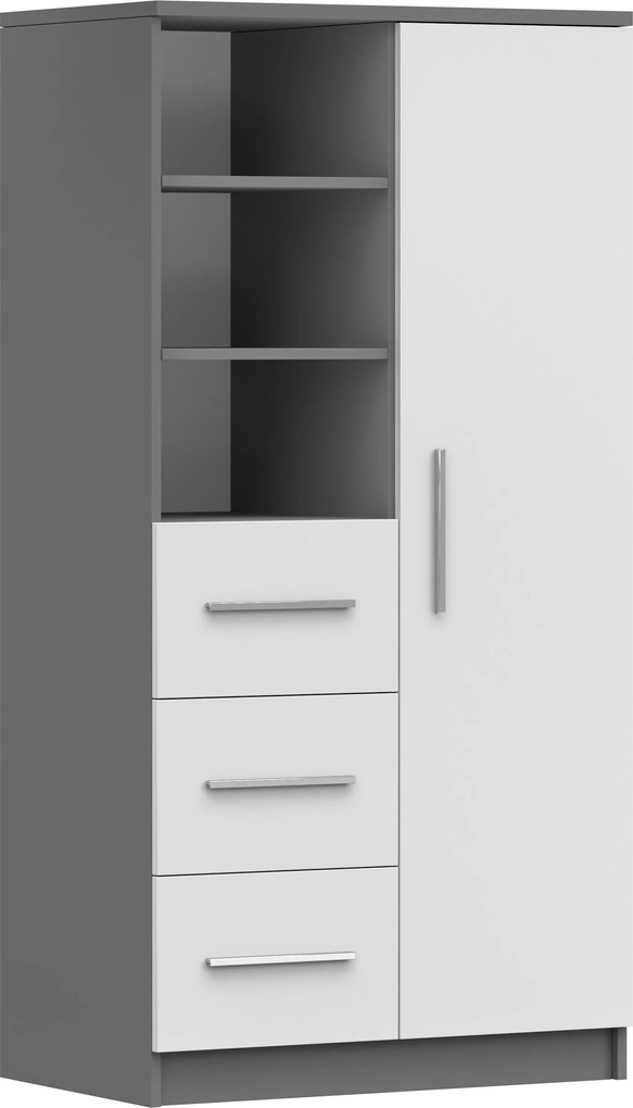 IDZ Knihovna SMYK II 3S1D 05, 80 cm Bílá/Grafit