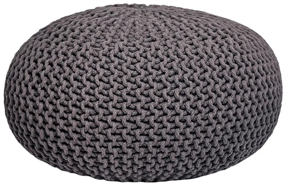 Tmavě šedý pletený puf LABEL51 Knitted XL, ⌀ 70 cm