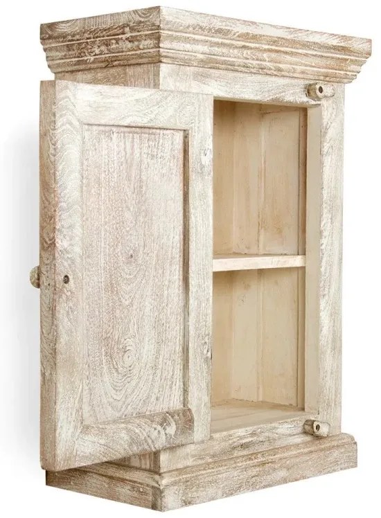 furniture-nabytek.cz - Masivní koupelnová nástěnná skříňka Patinor z mangového dřeva, lakovaná, přírodní barva – 48×24×70 cm