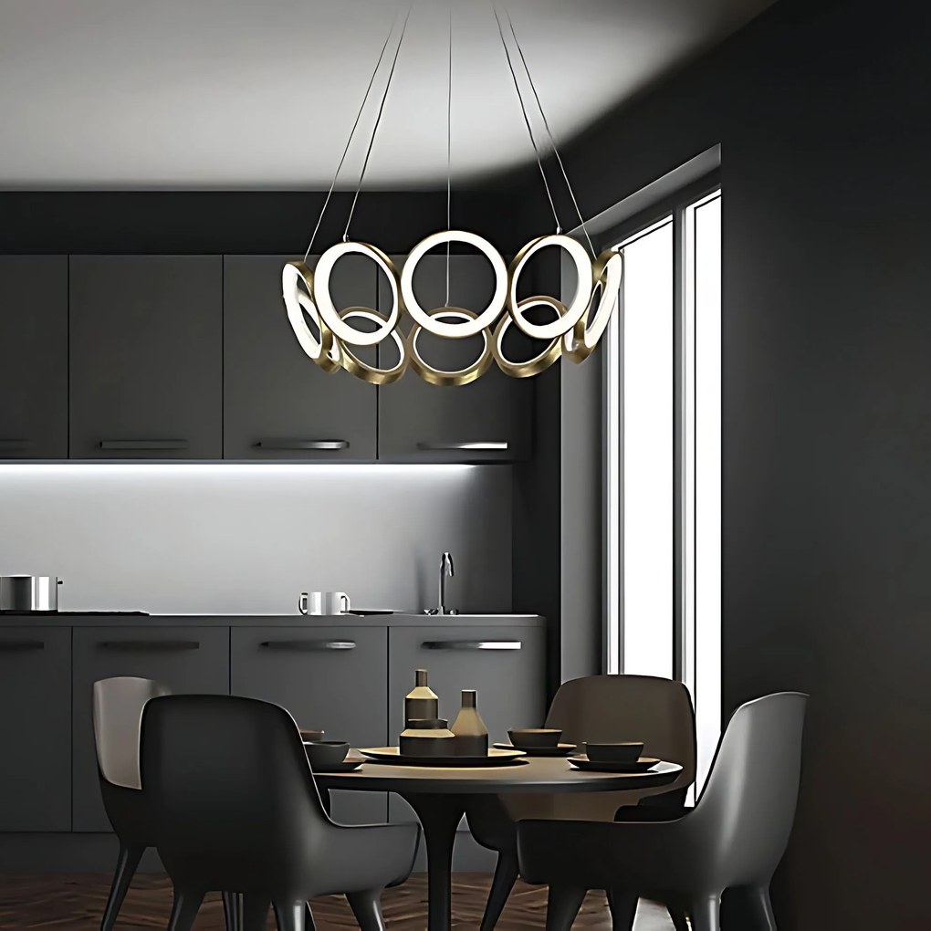Toolight Toolight, LED závěsné svítidlo 80cm, 70W, 4000K, 3269lm, APP1800-CP, zlatá matná, OSW-09667