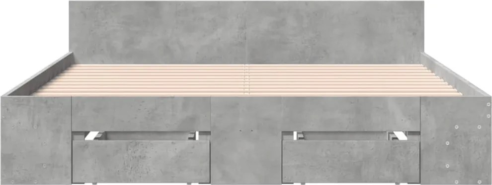 Rám postele se zásuvkami betonově šedý 140 x 200 cm kompozit 3280751