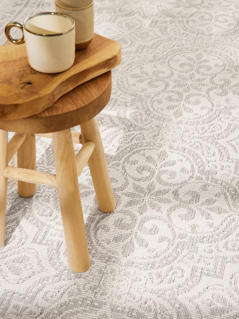 NORTHRUGS, Kusový koberec Duet Rosel 106251 White/Gray - na ven i na doma, 160x230, šedá, chodba / předsíň