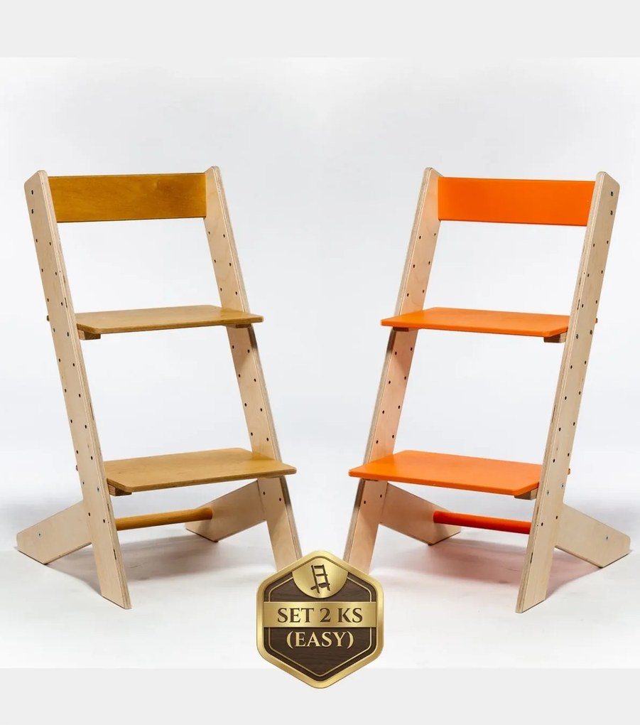 Lucas Wood Style - rostoucí židle EASY LINE zvýhodněný set 2 ks -  buk + oranžová