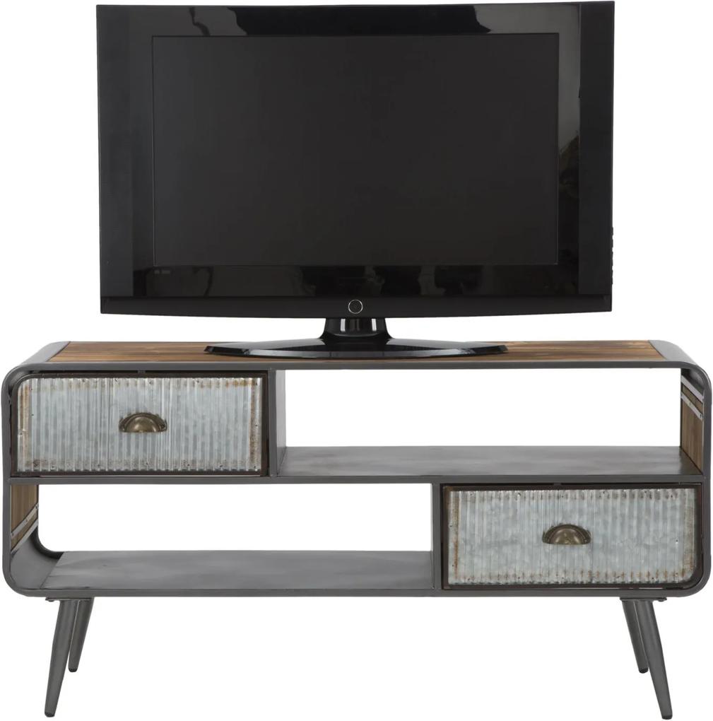 TV stolek Mauro Ferretti Iliad 120,5x40x61 cm, tmavě šedá/přírodní