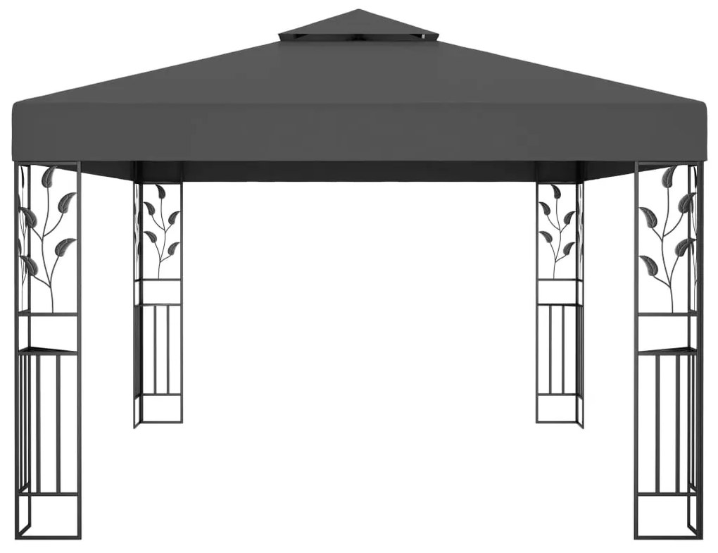 vidaXL Marketos Altán s dvojitou stříškou světelné LED řetězy 3x4 m antracitový