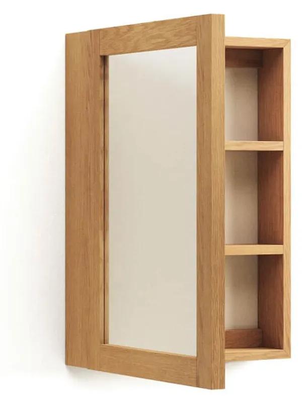 Závěsná skříňka se zrcadlem bialu 50 x 70 cm přírodní MUZZA