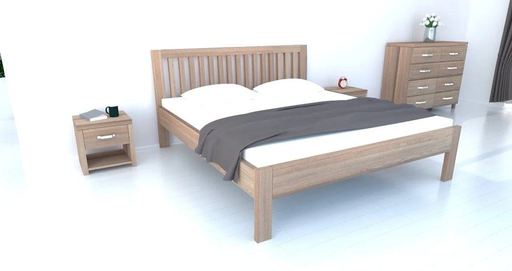 Postel Postelia BELNA Buk 180x210 - Dřevěná postel z masivu, bukové dvoulůžko o šíři masivu 4 cm