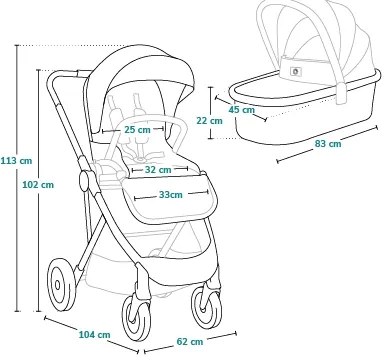 Lionelo - Kombinovaný kočárek 2v1 AMBER Black Silver