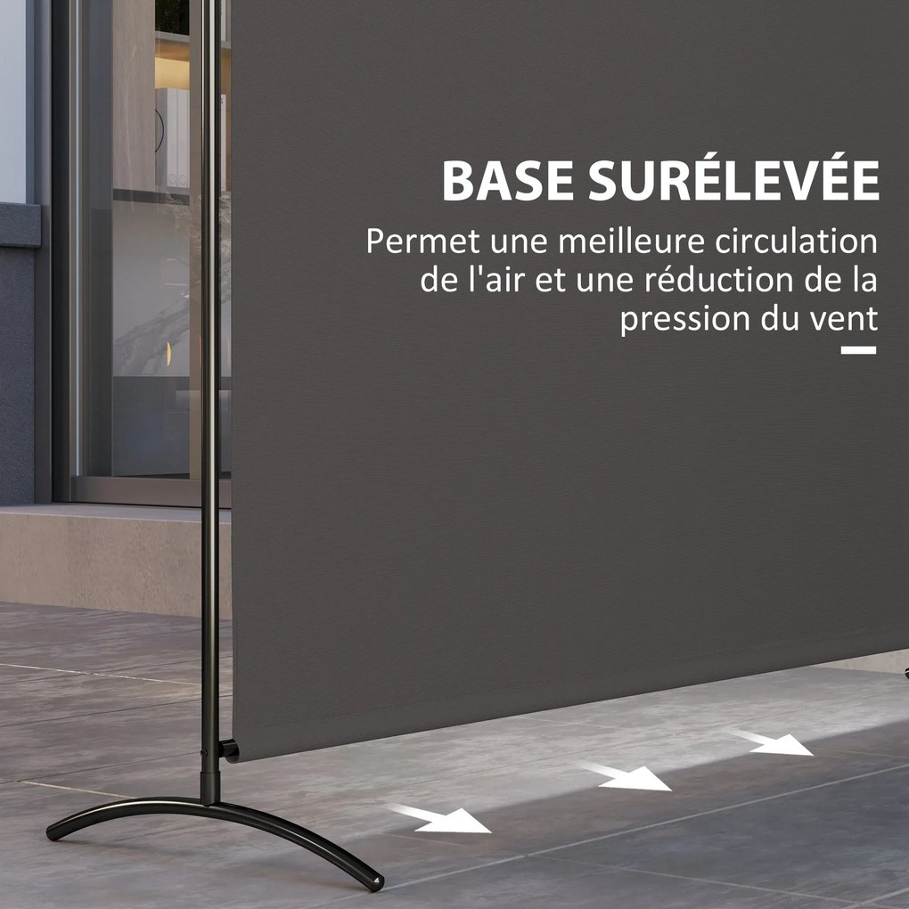 Outsunny zástěna pro soukromí 180 x 50 x 180 cm (tmavě šedá) — ochrana UPF 30+, voděodpudivá, stabilní podstavec
