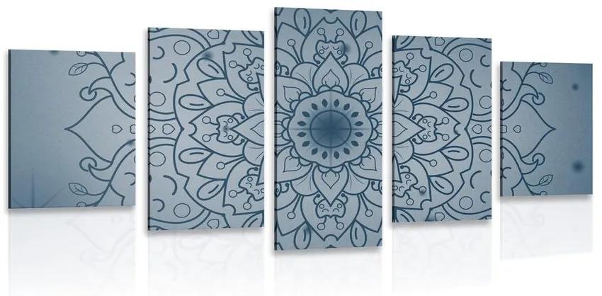 5-dílný obraz tmavě modrý květ Mandaly Varianta: 200x100
