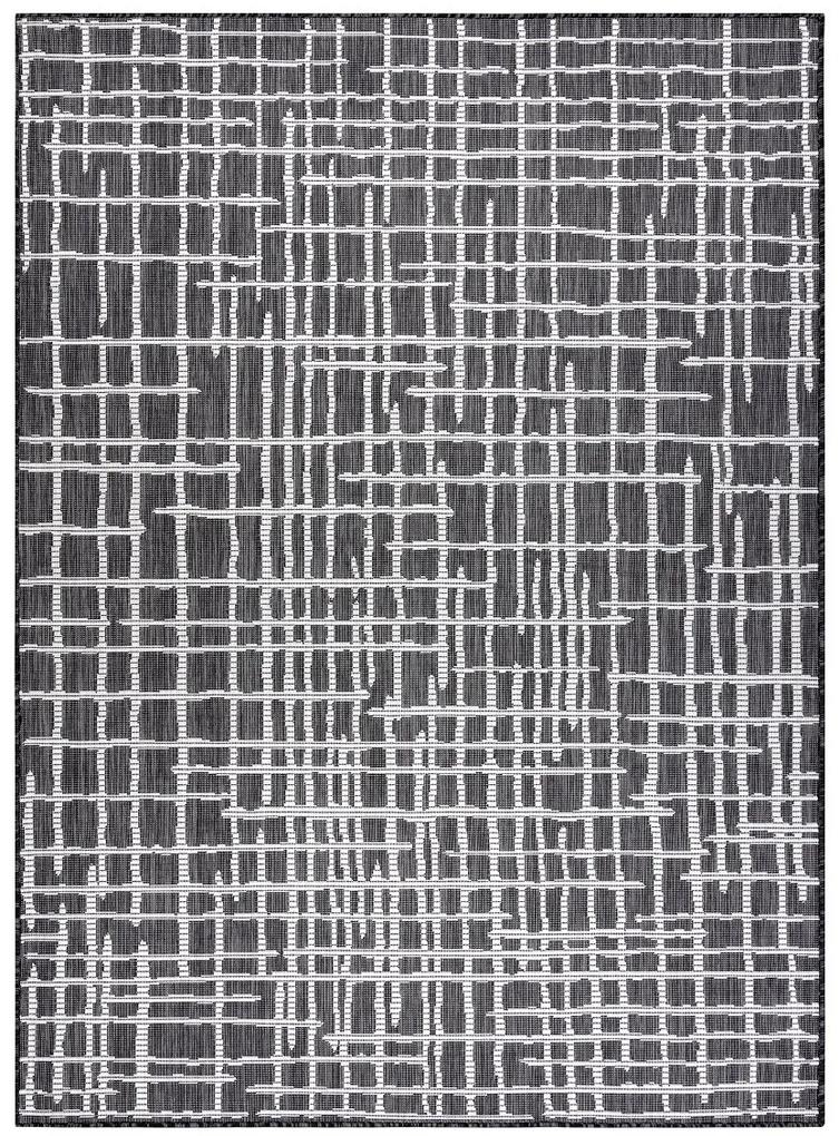 Dywany Łuszczów Kusový koberec Sion Sisal Trellis 22144 black/ecru – na ven i na doma - 140x190 cm