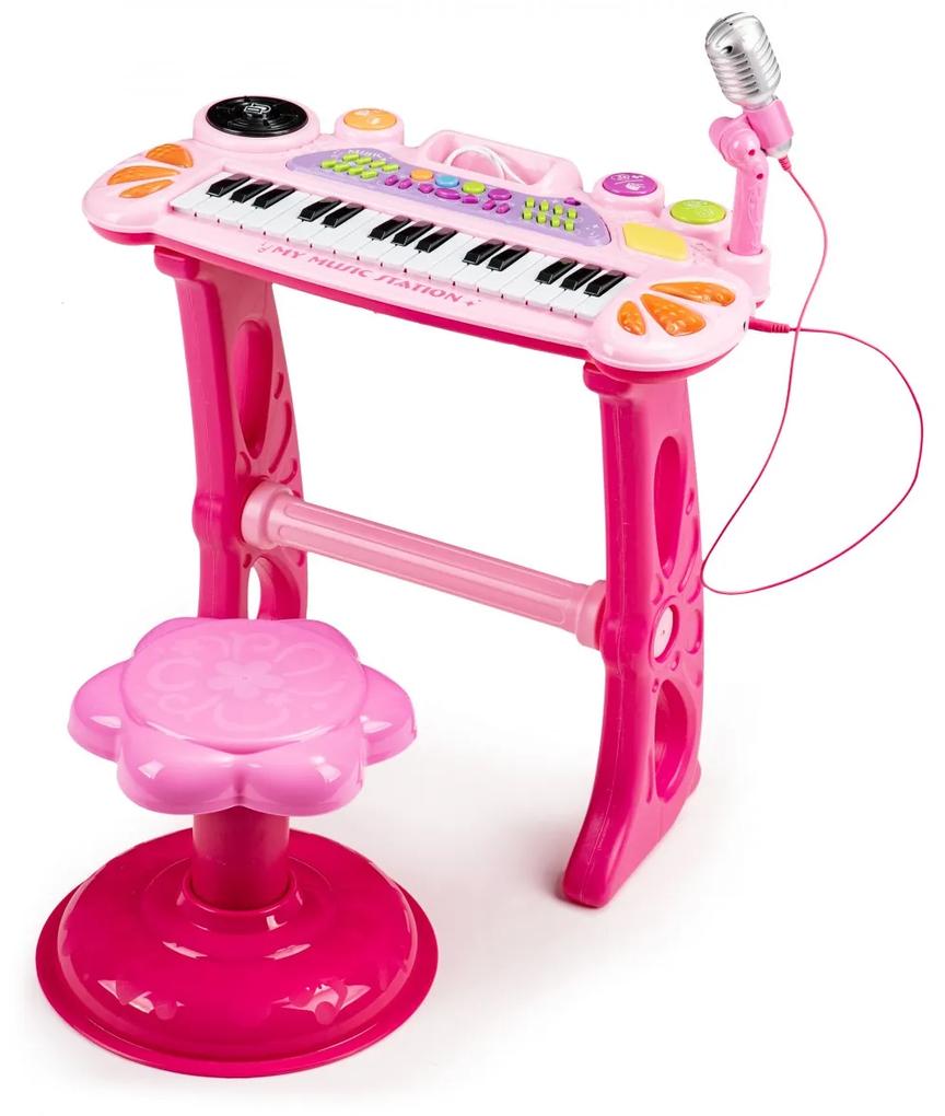 Dětský keyboard s mikrofonem Laura růžový