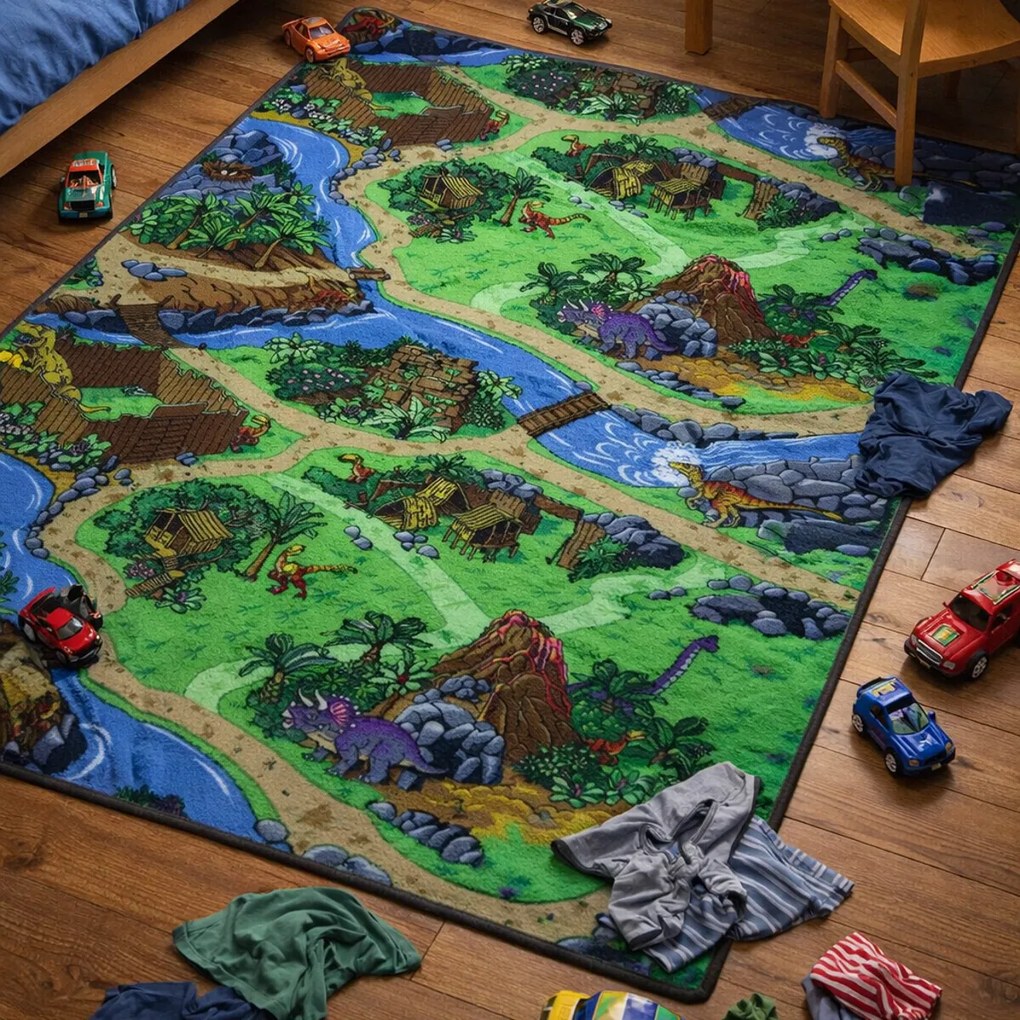 Vopi, Dětský kusový koberec Dino, 133x190, vícebarevná, dětský pokoj