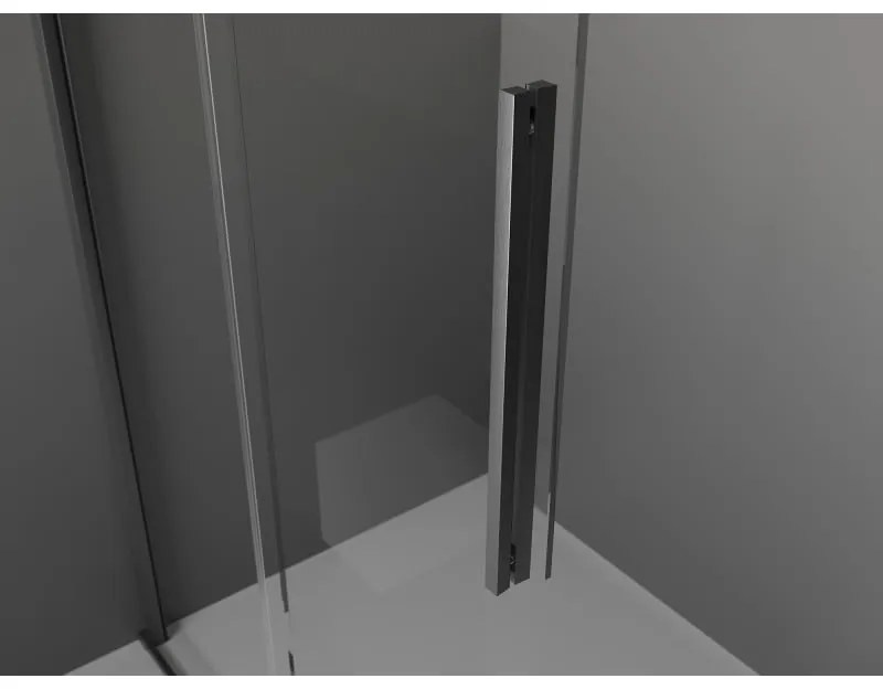 Mexen Velar L, posuvná sprchová zástěna Walk-in 90 x 200 cm, 8mm čiré sklo, grafit broušený, 871-090-003-03-66