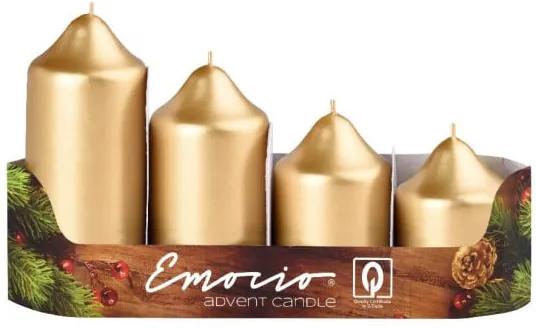 Adventní svíčka schody, Emocio, průměr 5 cm, zlatý metal, sada 4 ks