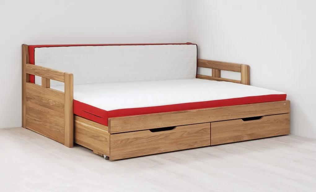 BMB Tandem Harmony rozkládací postel s područkami - buk Moření: Vosk, Provedení: Buk průběžný, Typ: ostré rohy, Rozměr: 80/160 x 200 cm
