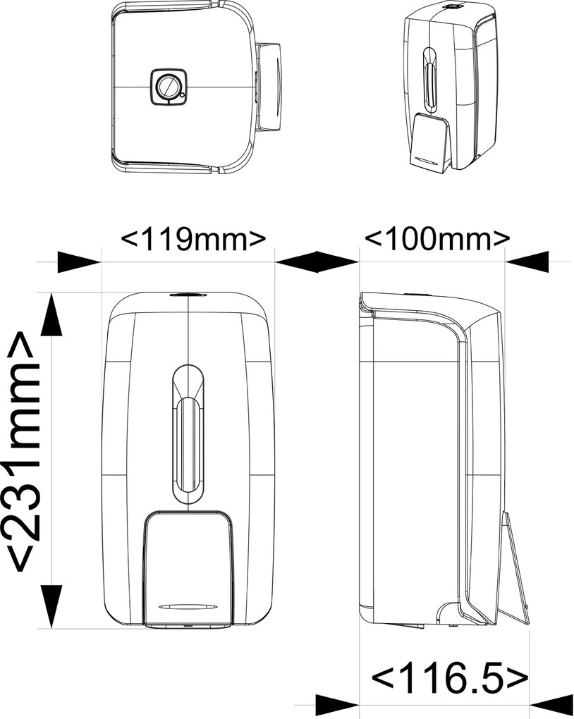 Aqualine Aqualine, OLMO dávkovač tekutého mýdla 800ml, bílá, 1318-47