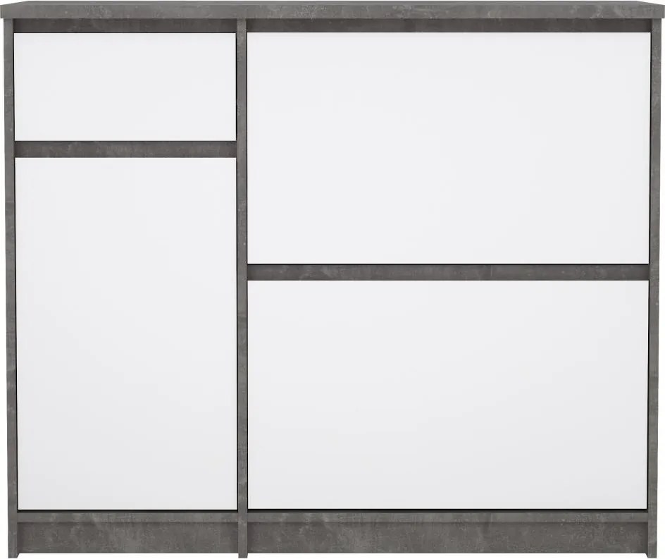 FALCO Botník Simplicity 206 beton/bílý lesk