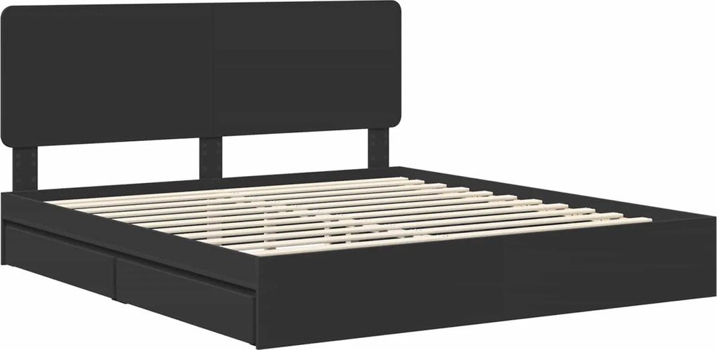 Postel s úložným prostorem Černá 200 x 200 cm Kompozitní dřevo 3412652