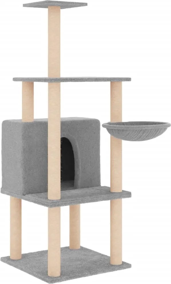 Škrabadlo pro kočky se sisalovými sloupky světle šedé 132 cm 171727