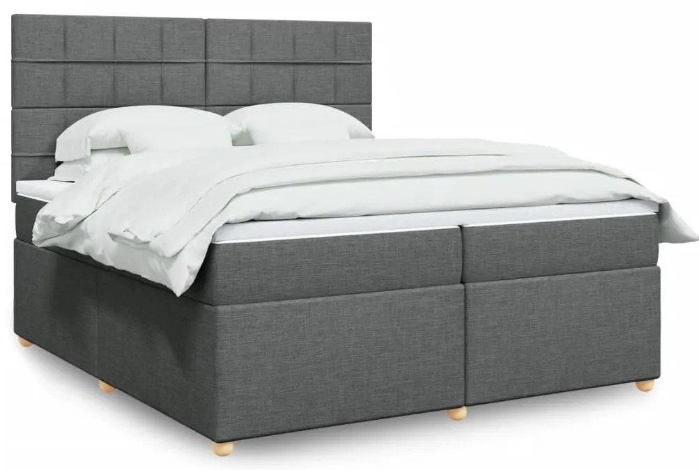 Box spring postel s matrací tmavě šedá 200x200 cm textil