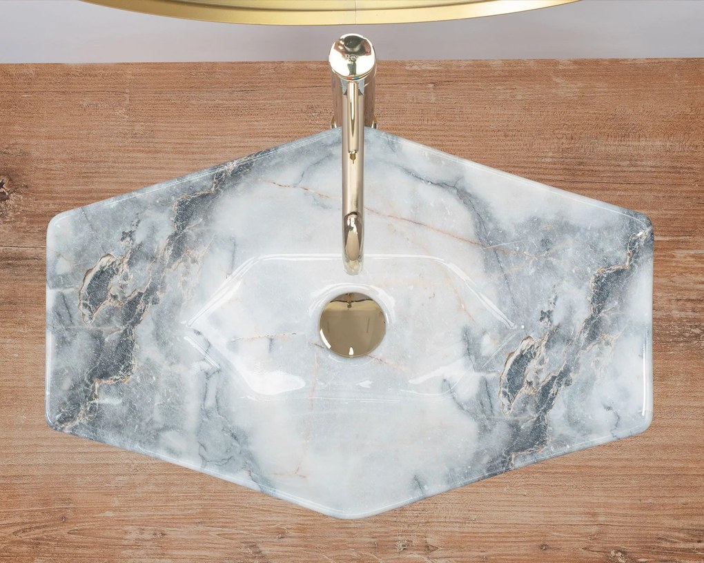 Rea Vegas Granit umyvadlo, 57 x 37 cm, imitace kamene-granit, REA-U5602
