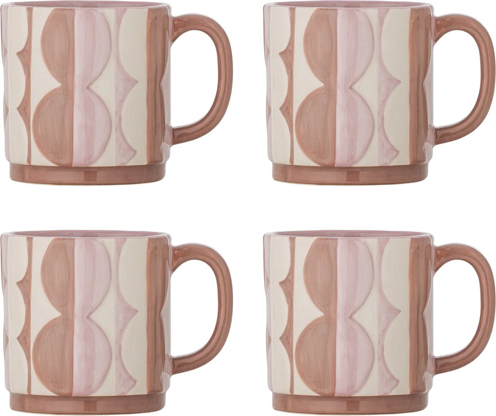 BLOOMINGVILLE Set 4 hrnků SAUL růžová 240 ml 82063238