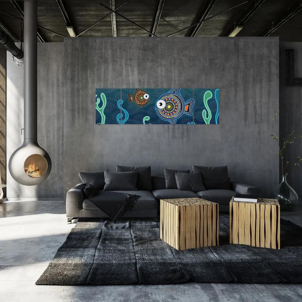 Obraz - Malované rybičky (170x50 cm)