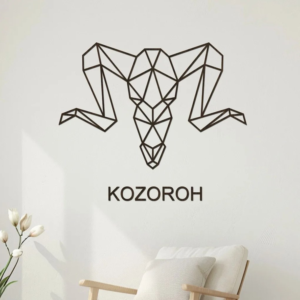 dřevo života Dřevěná samolepka na zeď znamení KOZOROH Zvolte rozměr (cm): 20x17, Zvolte barvu dekoru: Černá