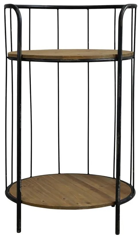 Černý antik kovový kulatý odkládací stolek Joanne - Ø 38*68 cm