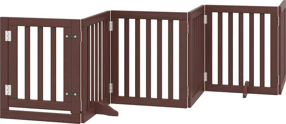 Zábrana pro psy s dvířky skládací 9 panelů hnědá 450 cm topol 3155659