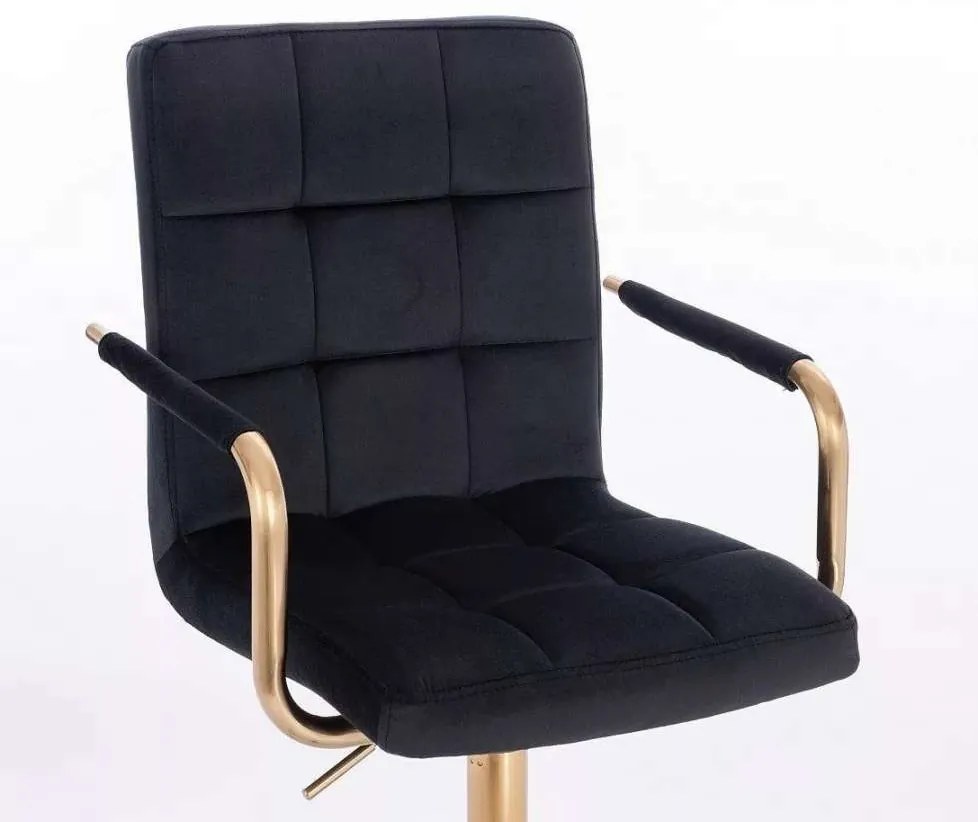 LuxuryForm DESIGN Otočná židle VERONA GOLD VELUR na černé podstavě s kolečky - černá