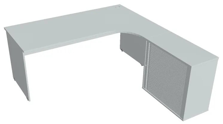 Sestava stolu a rol. skříně levá 180x40 cm - Hobis Gate GE 1800 HR L Dekor stolové desky: šedá, Dekor lamino podnože: šedá