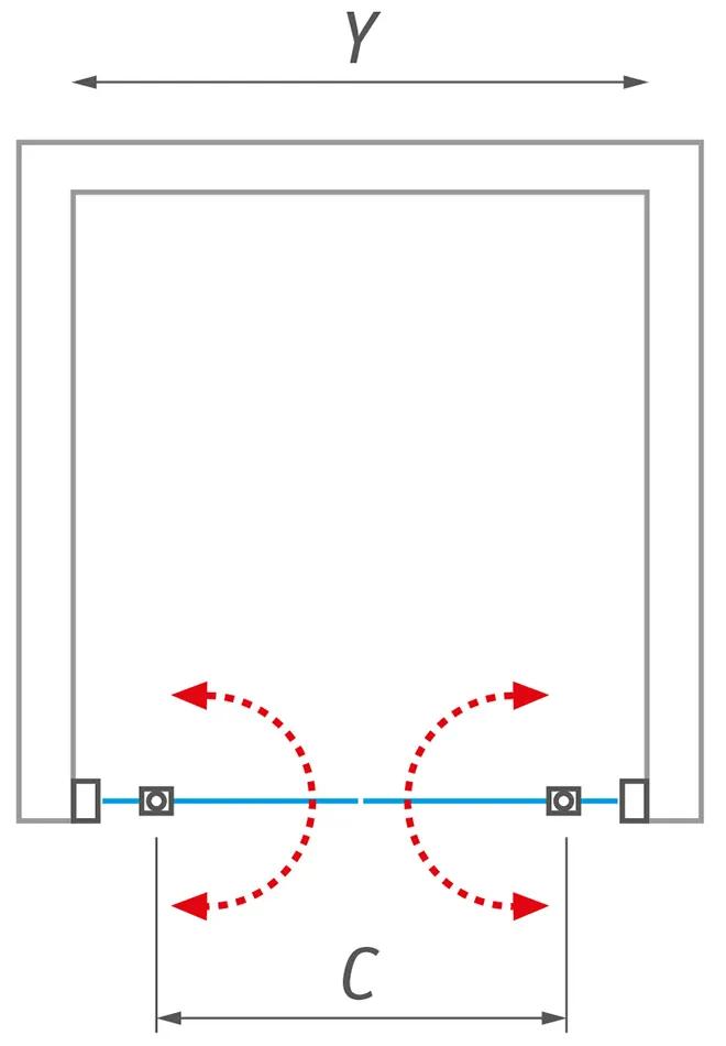 Roth LEGA LINE LLDO2 Dvoukřídlé sprchové dveře pro instalaci do niky 90 cm Profil: Lesk, Sklo: Potisk
