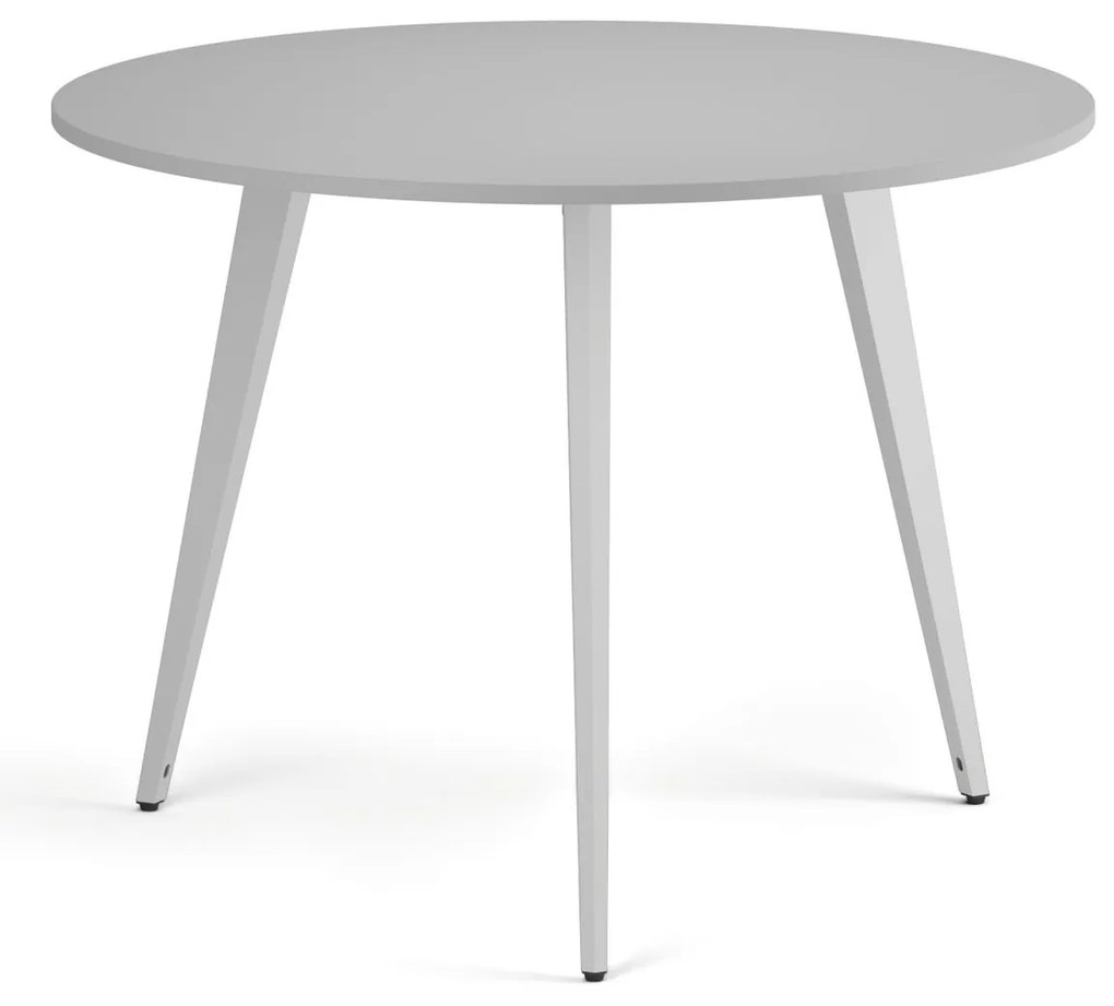 Konferenční stůl PRIMO VIBE, průměr 100 cm, bílá podnož, šedá