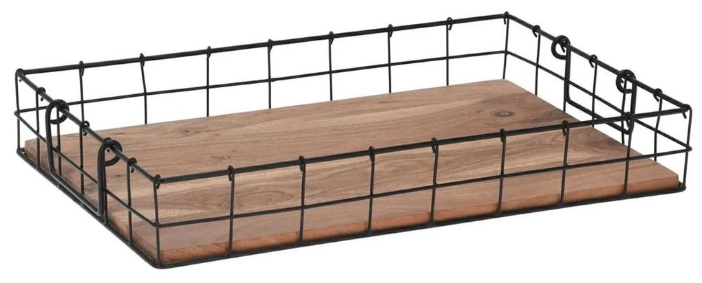DekorStyle Dřevěný servírovací tác Loft 42 x 20 cm černý