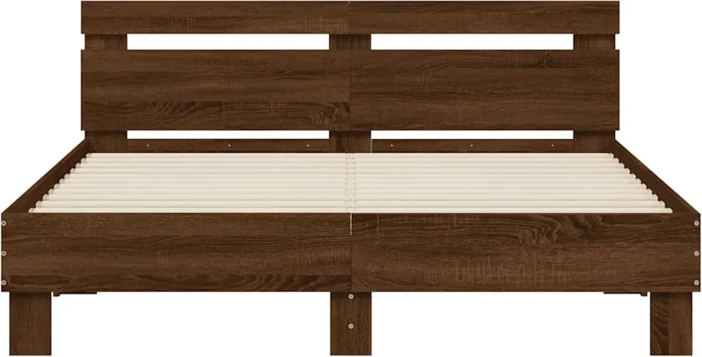 Rám postele s čelem a LED osvětlením hnědý dub 140 x 190 cm 3207566