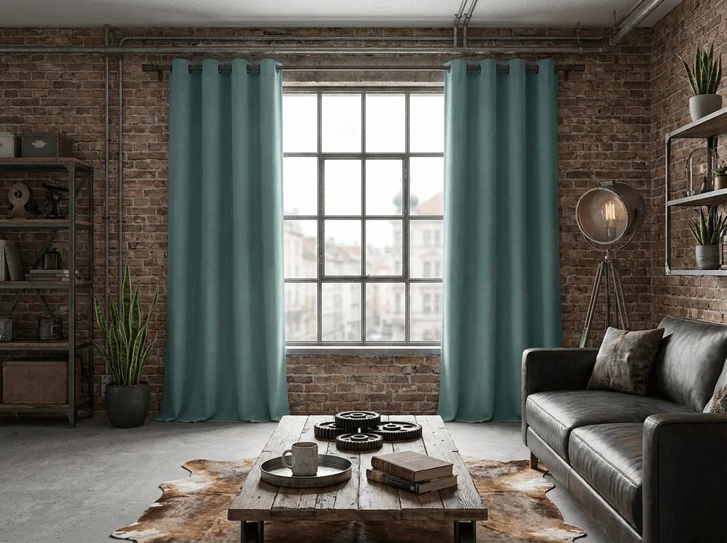 Zatemňovací závěs DREAM VELVET 140x270 cm, modrozelený Zavěšení: Řasící páska