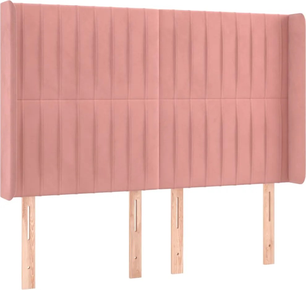 Box spring postel s matrací a LED růžová 140x200 cm samet 3139690